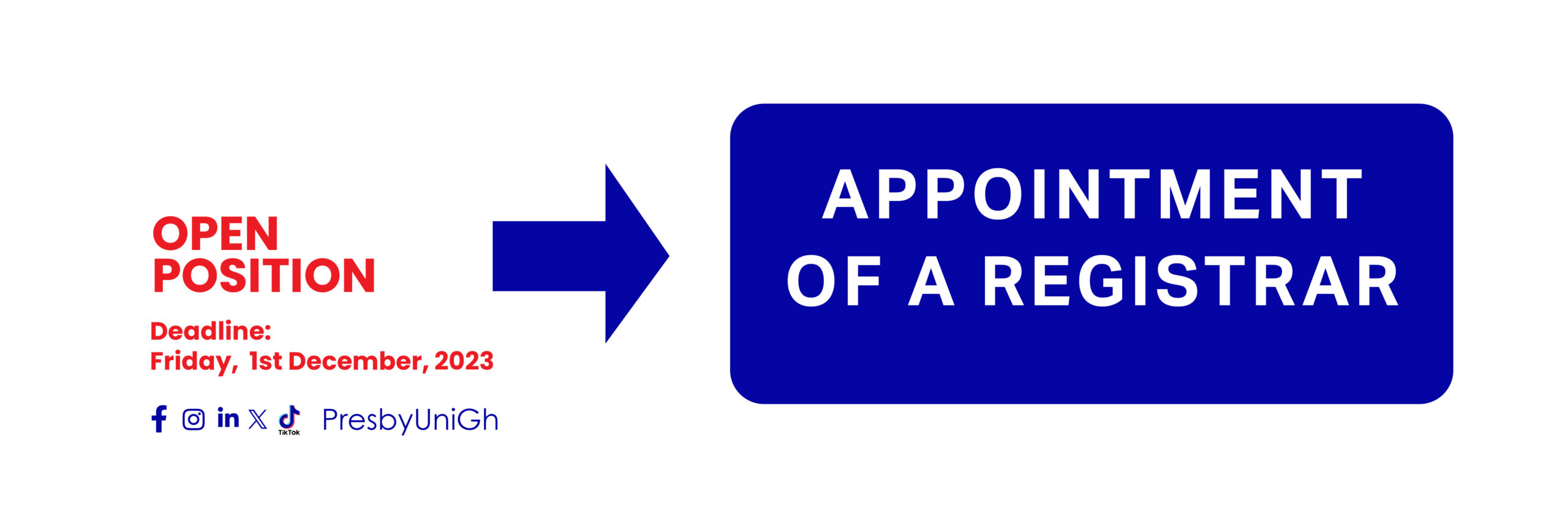 APPOINTMENT OF A REGISTRAR | Presbyterian University, Ghana